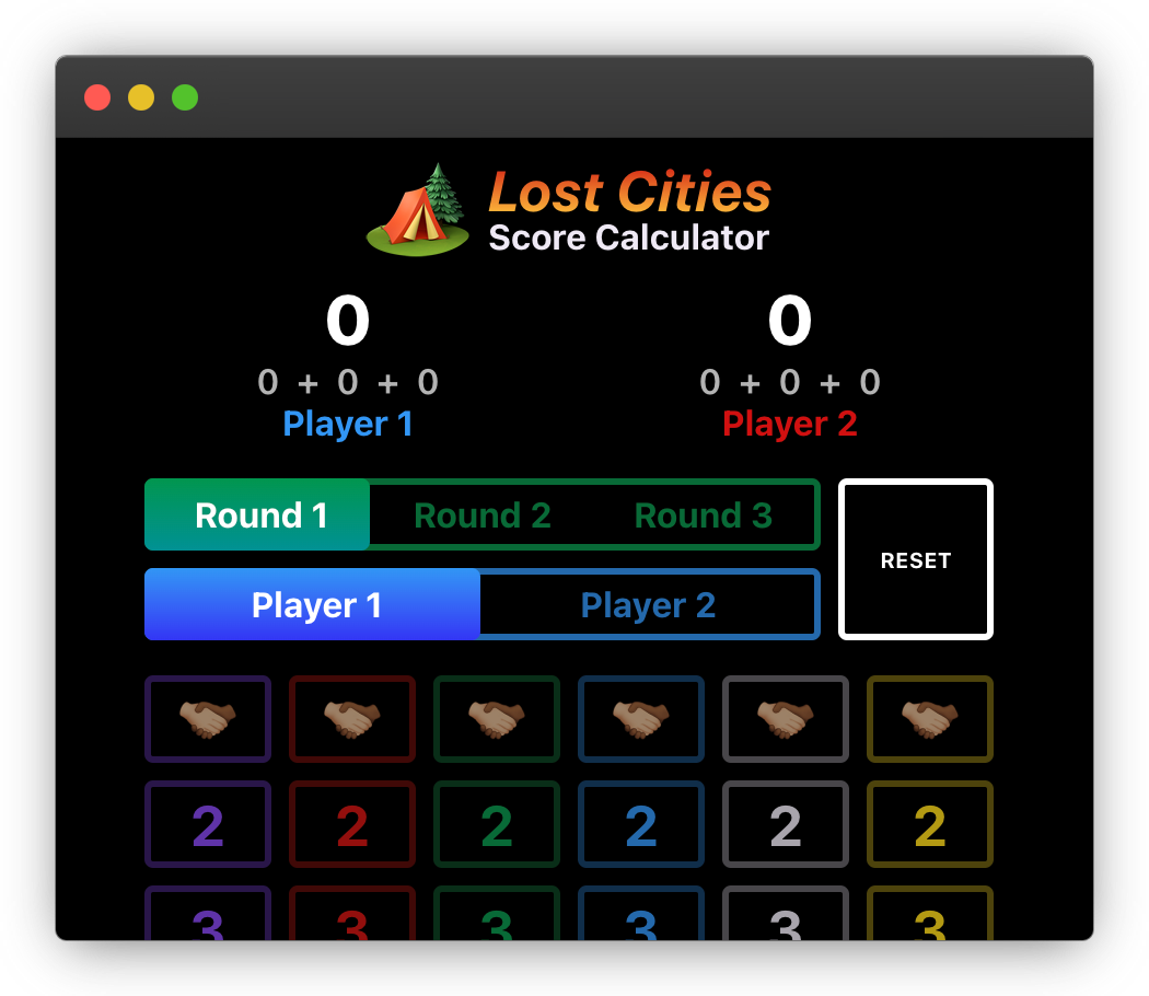 Lost Cities Score Calculator | Board Game Companion